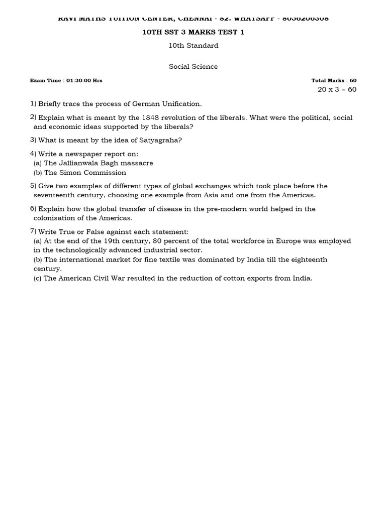 10th Grade Social Science Test Guide | PDF | German Empire | Prussia