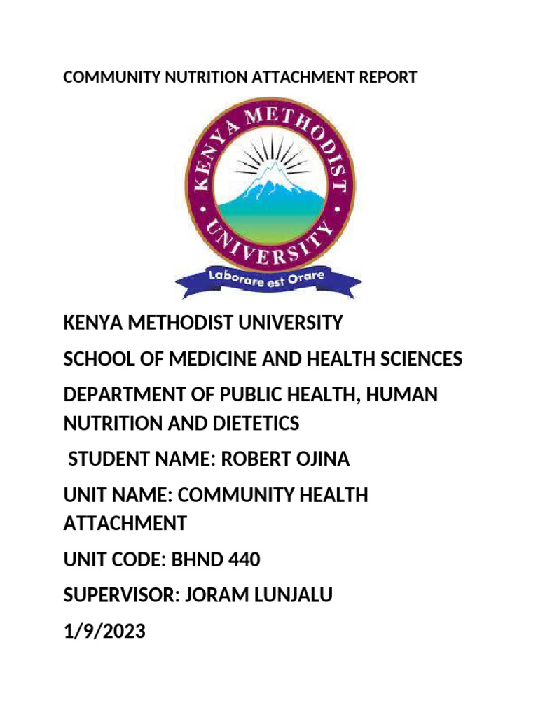 Community Nutrition Attachment Report | PDF | Health Care | Dietitian
