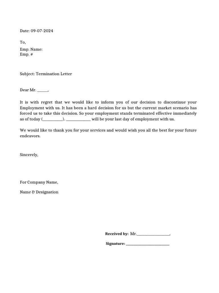 Termination Letter | PDF