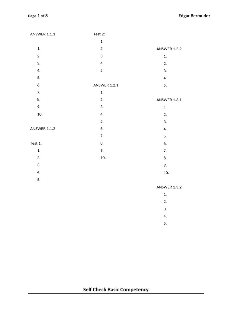 bASIC cOMPETENCY sELF cHECK Answer | PDF