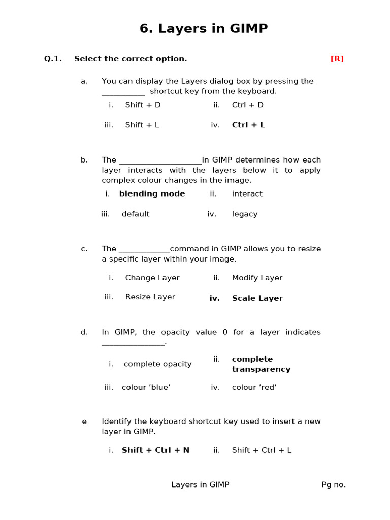 GIMP Layers: Functions and Shortcuts | PDF | Keyboard Shortcut ...