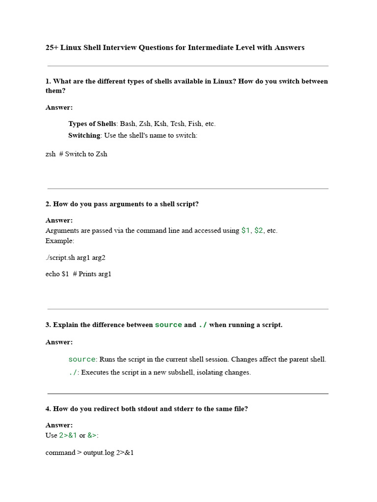 25 Linux Shell Interview Questions For Intermediate Level With Answers