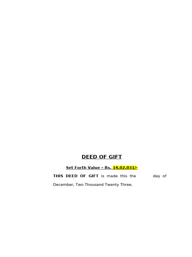 Deed of Gift Roushan Singh | PDF | Mortgage Law | Property Law