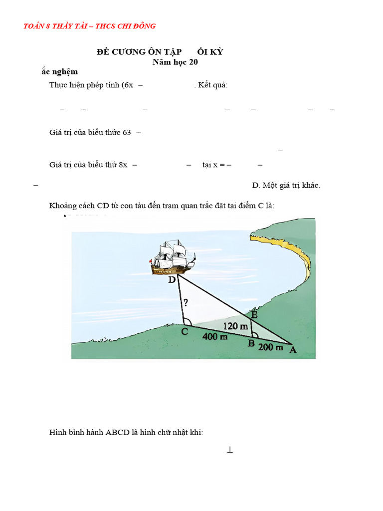 De cuong on tap toan 8 HK1 đã xong | PDF