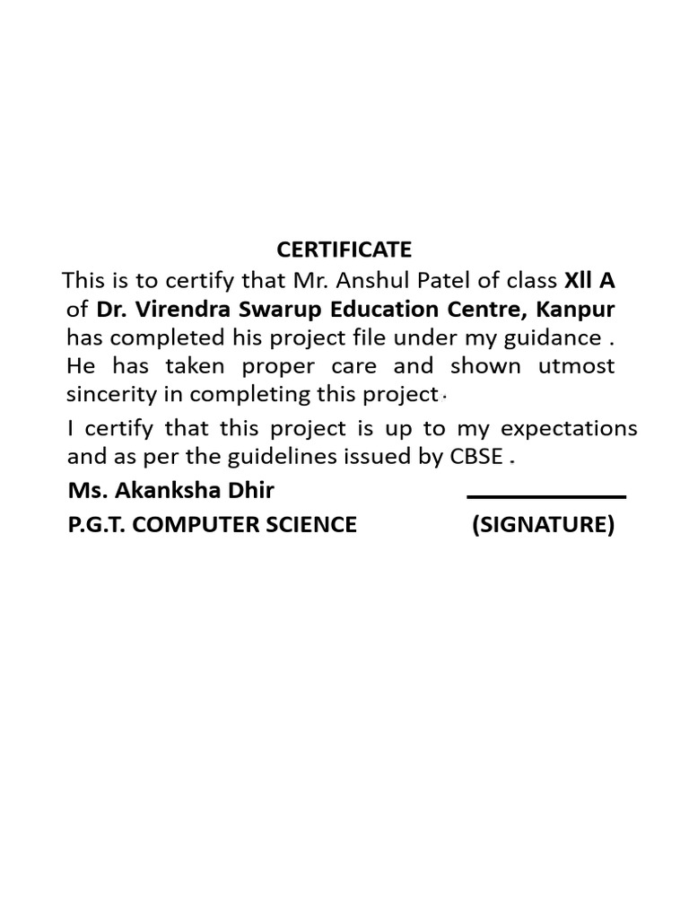 Certificate & Cover Page | PDF