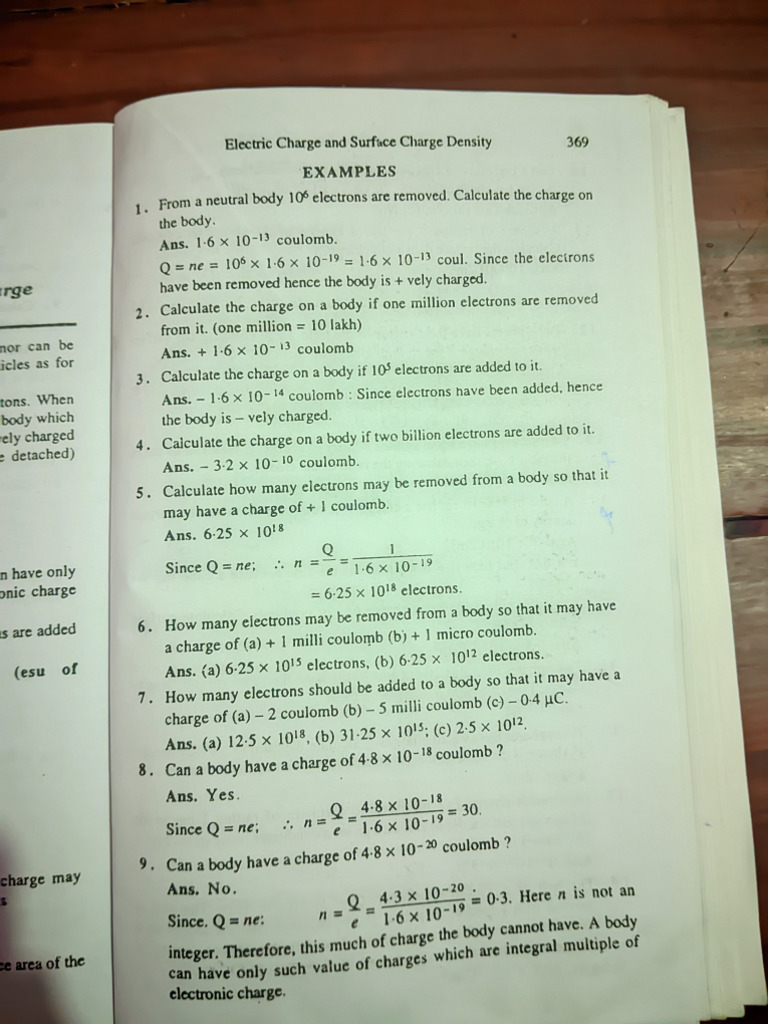 Electric Charge and Surface Charge Density Numericals | PDF