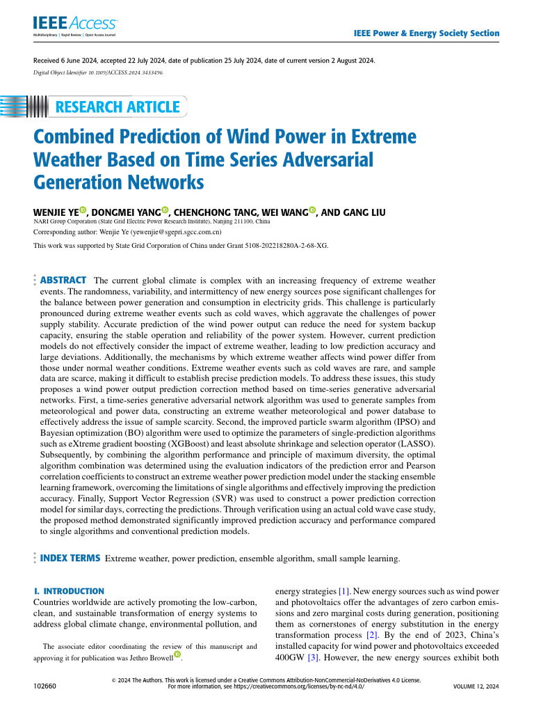 Extreme Weather Wind Power Forecasting | PDF | Prediction | Forecasting