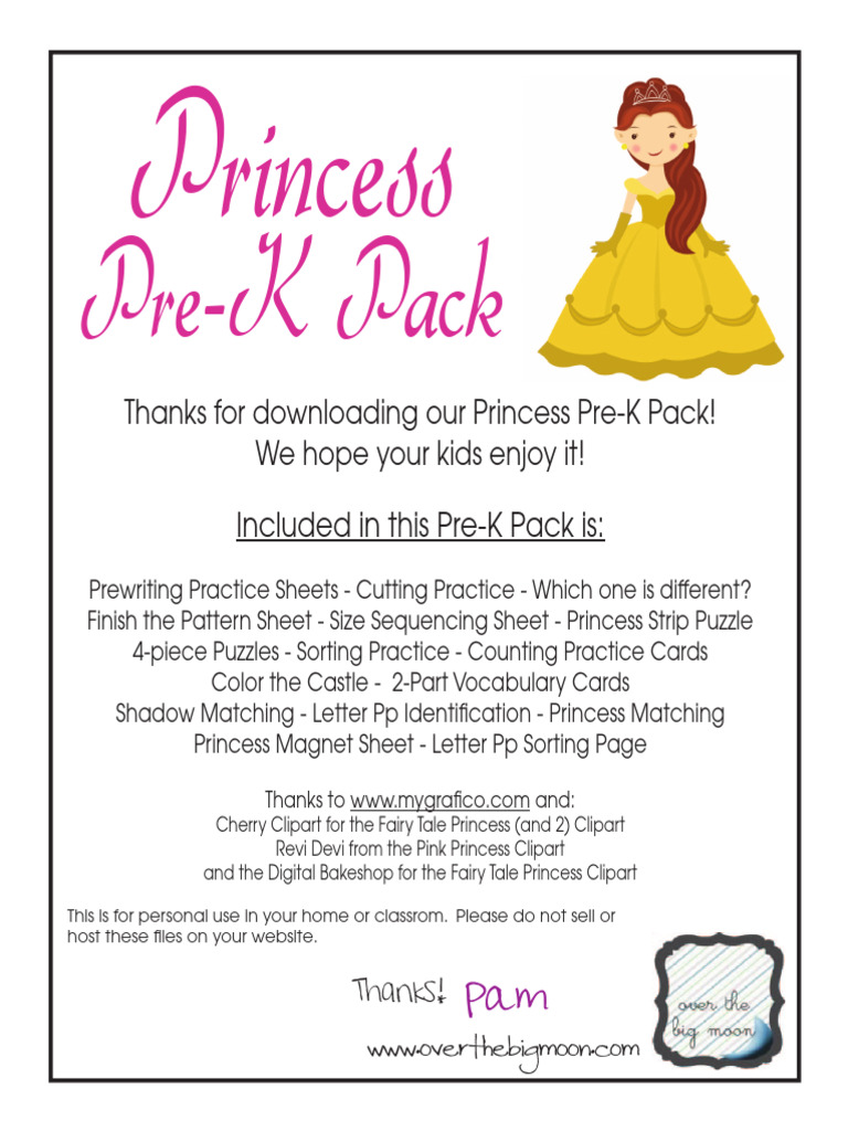 Princess Pre-K Educational Activities | PDF