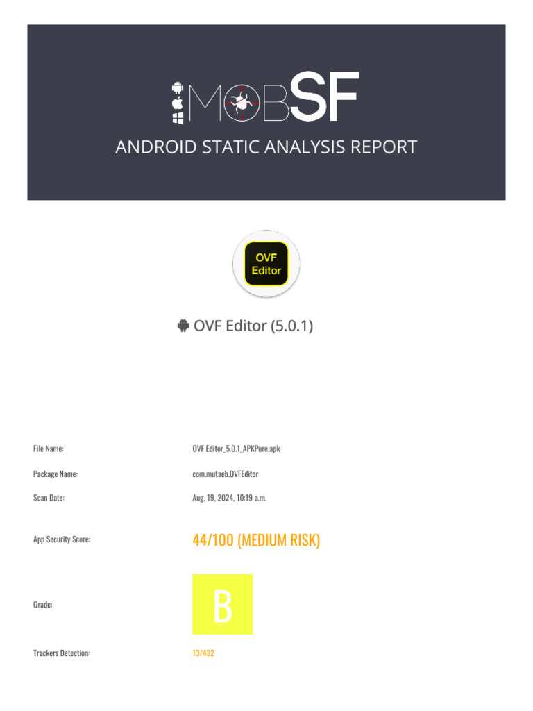 Mobile Pentesting MOBSF OVF APK Report | PDF | Android (Operating ...
