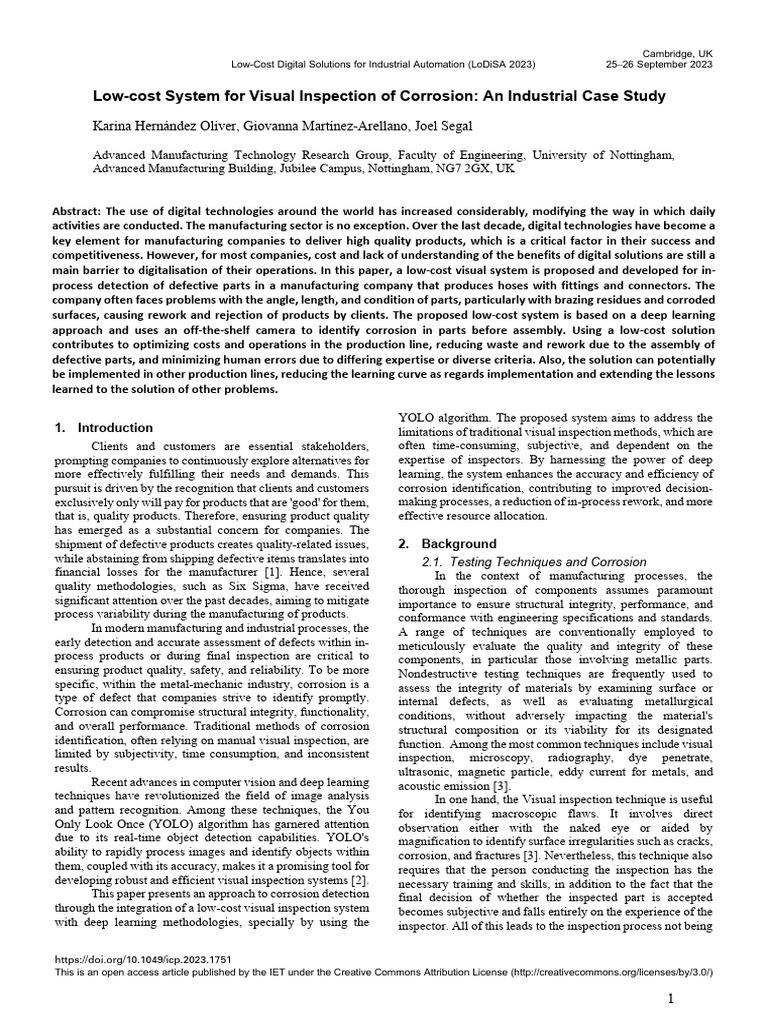 Low-Cost System For Visual Inspection of Corrosion An Industrial Case ...
