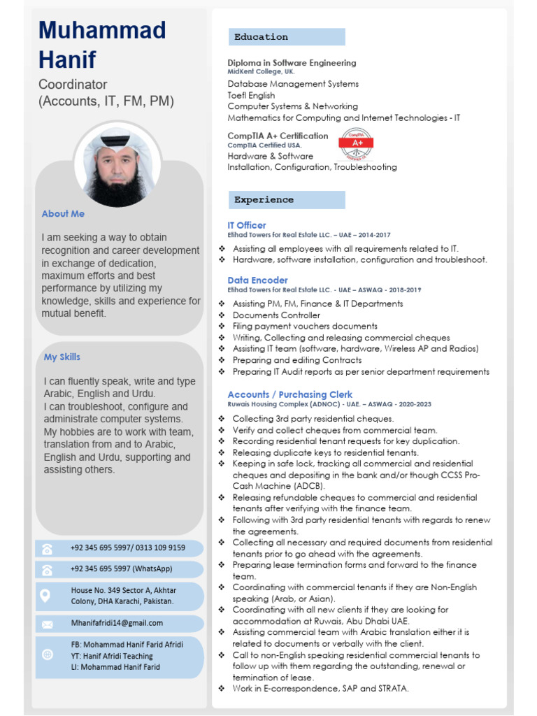 Muhammad Hanif Farid - CV-3-4 | PDF | Cheque | Computing