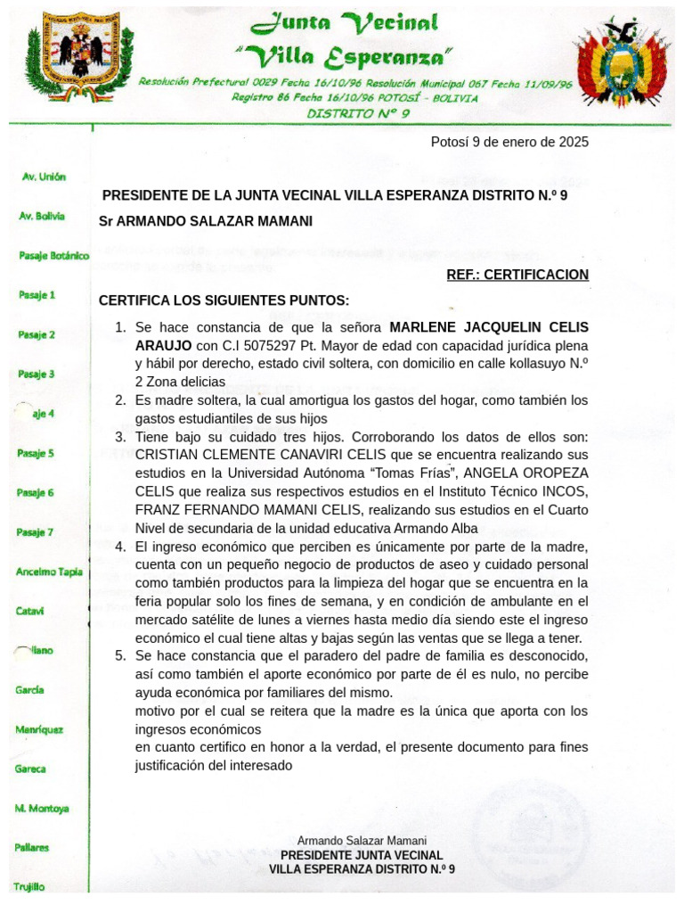 CERTIFICACION J.VECINAL Actual2025 | PDF