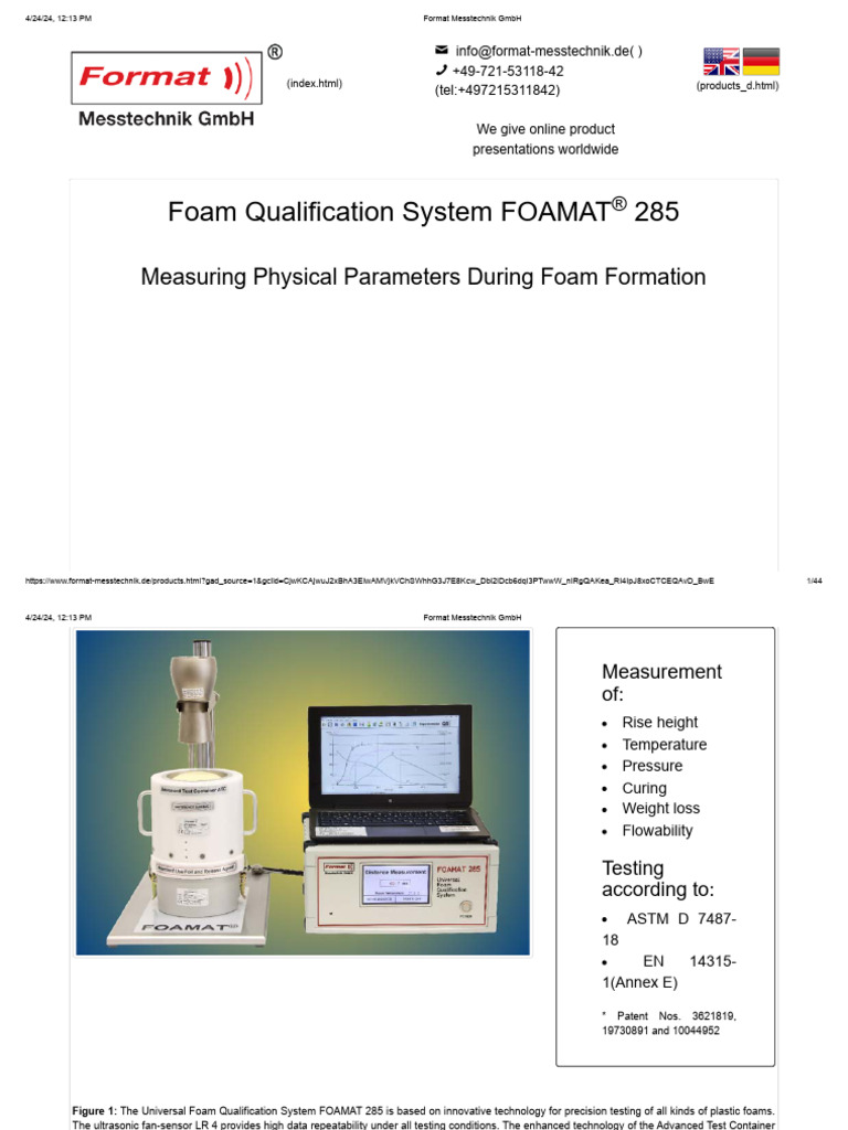 Format Messtechnik GMBH | PDF | Viscoelasticity | Foam