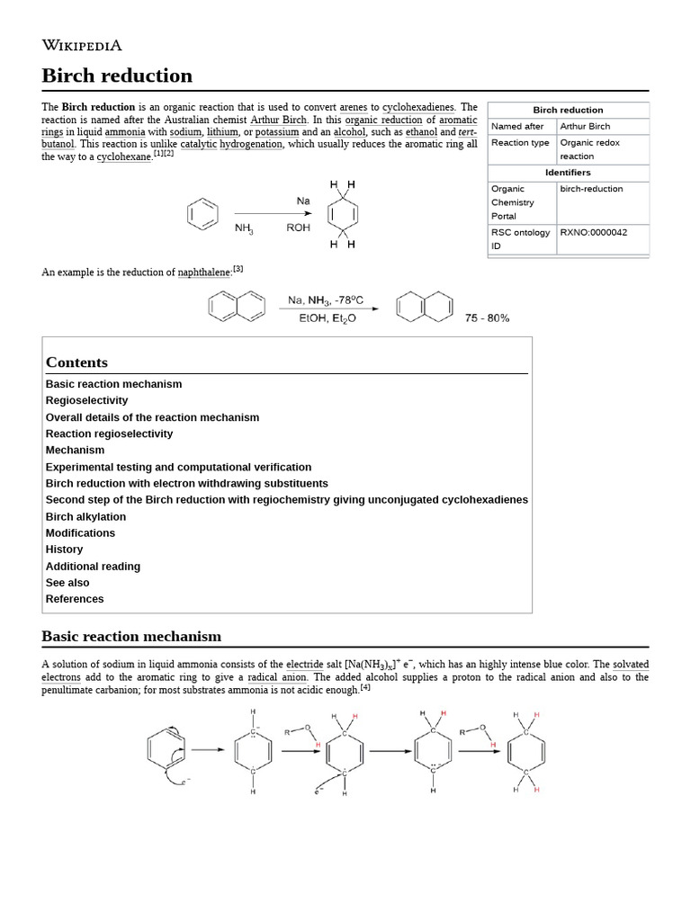 Birch_reduction | PDF | Chemistry | Organic Chemistry