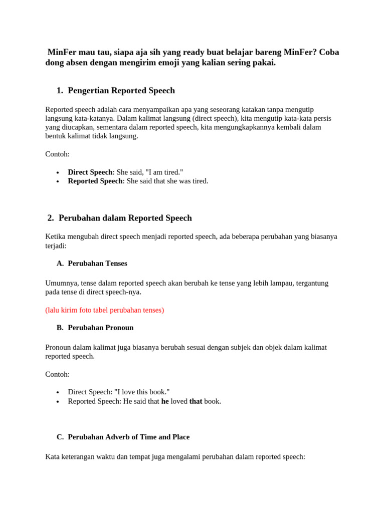 Understanding Reported Speech Rules | PDF | Grammar | Syntax