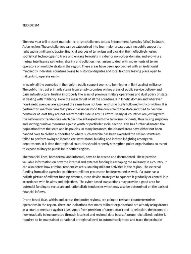 Terrorism Pdf International Relations National Security