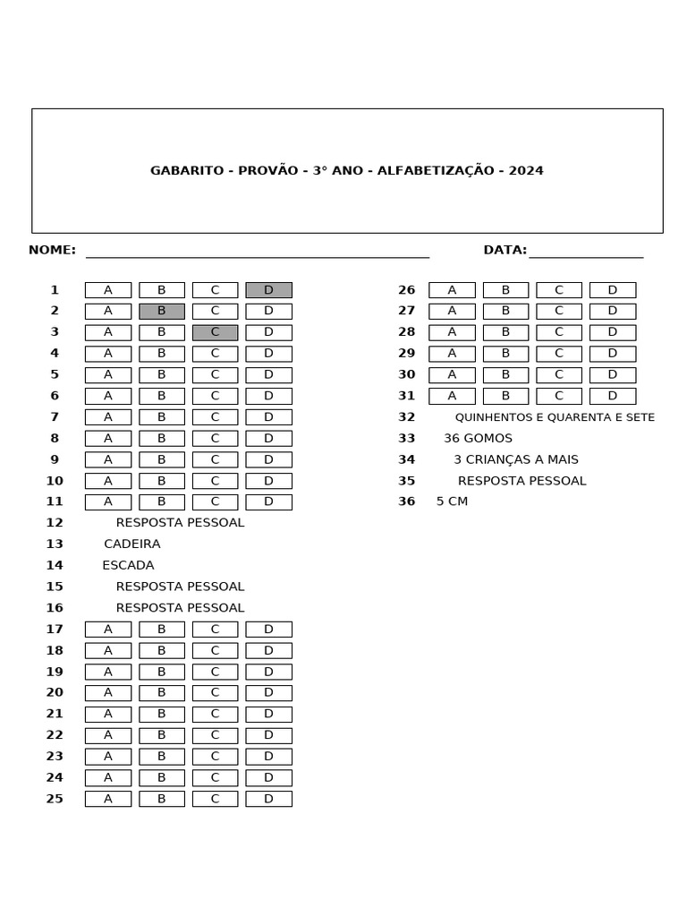 Modelo-de-Gabarito-com-50-e-100-Questoes | PDF | Microsoft Excel | Informática