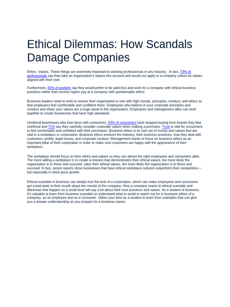 Ethical Dilemmas - For Business and Enterprises | PDF | Business Ethics ...