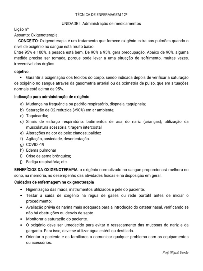 AULA 6. OXIGENOTERAPIA_031132_052816 | PDF | Remédio | Medicina Clínica
