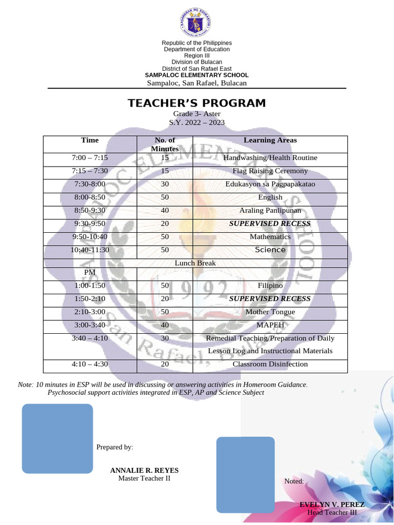 Teachers Program GRADE 3 ASTER 2022 | PDF | Teachers | Schools