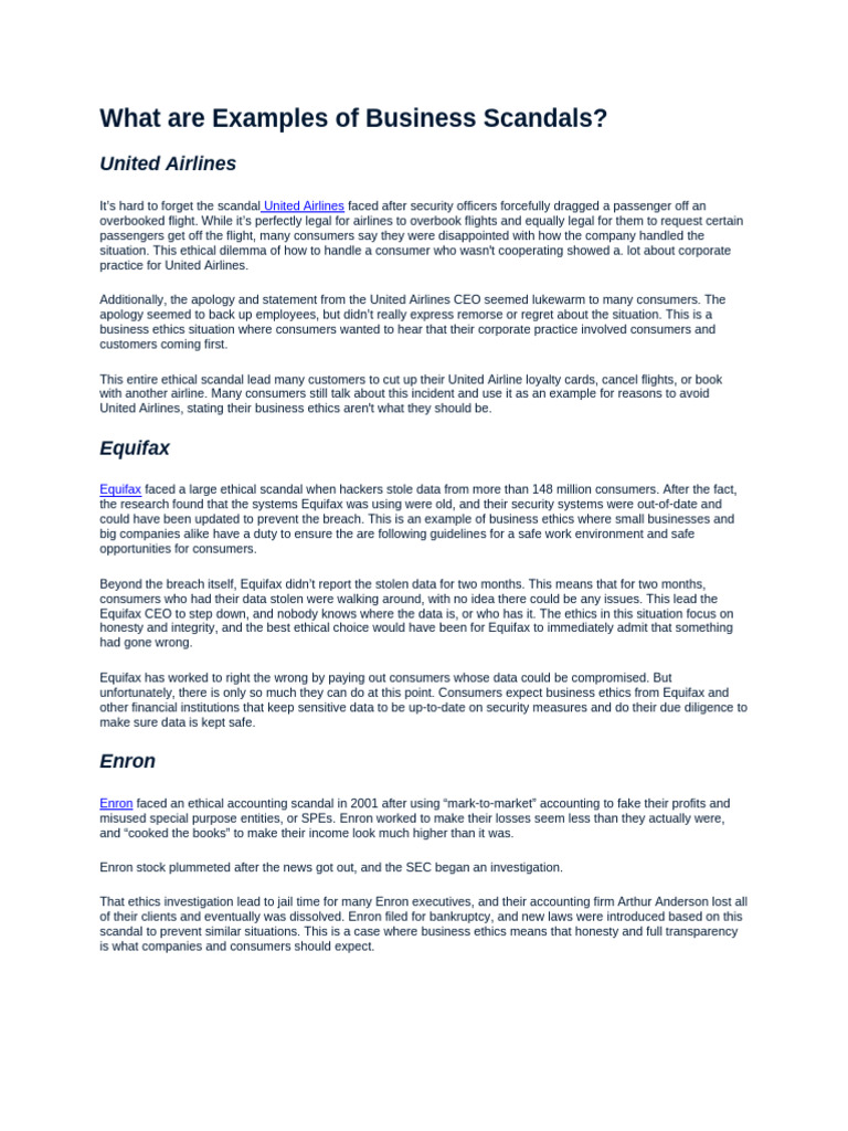 Ethical Dilemmas - Companies With Examples Notes | PDF | Enron ...