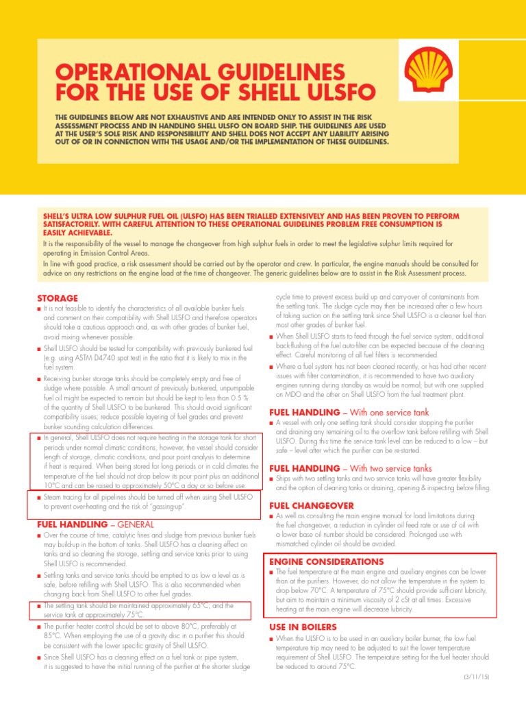 Shell ULSFO Operational Guidelines | PDF | Fuel Oil | Fuels
