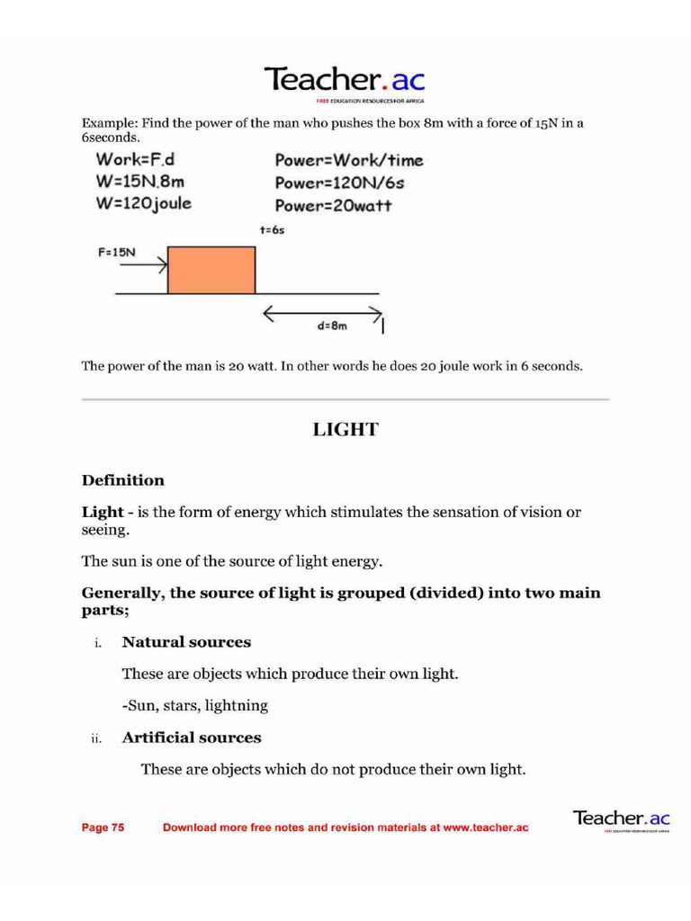 Physics Notes Form 1 Teacher - Ac TZ | PDF