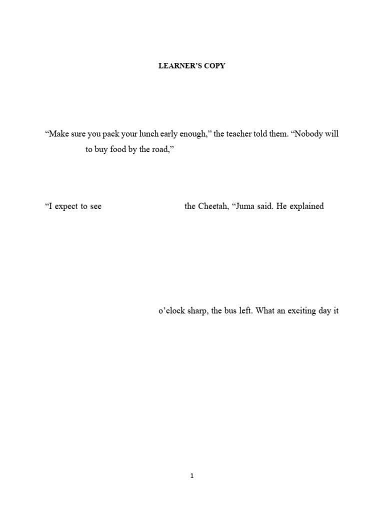 Grade 8 Section A Learner's Copy Set 1 | PDF