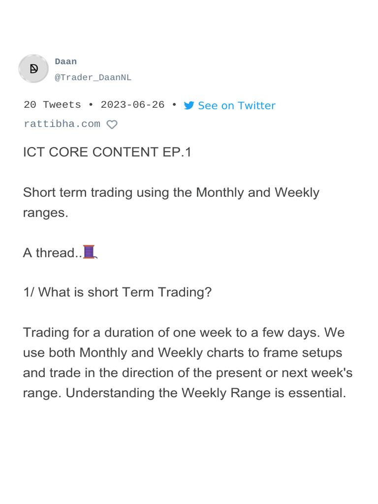 Ict - Core - Content - Ep.1 - Short - Thread - by - Trader - Daannl ...