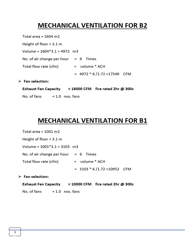 Ventilation Calculation | PDF