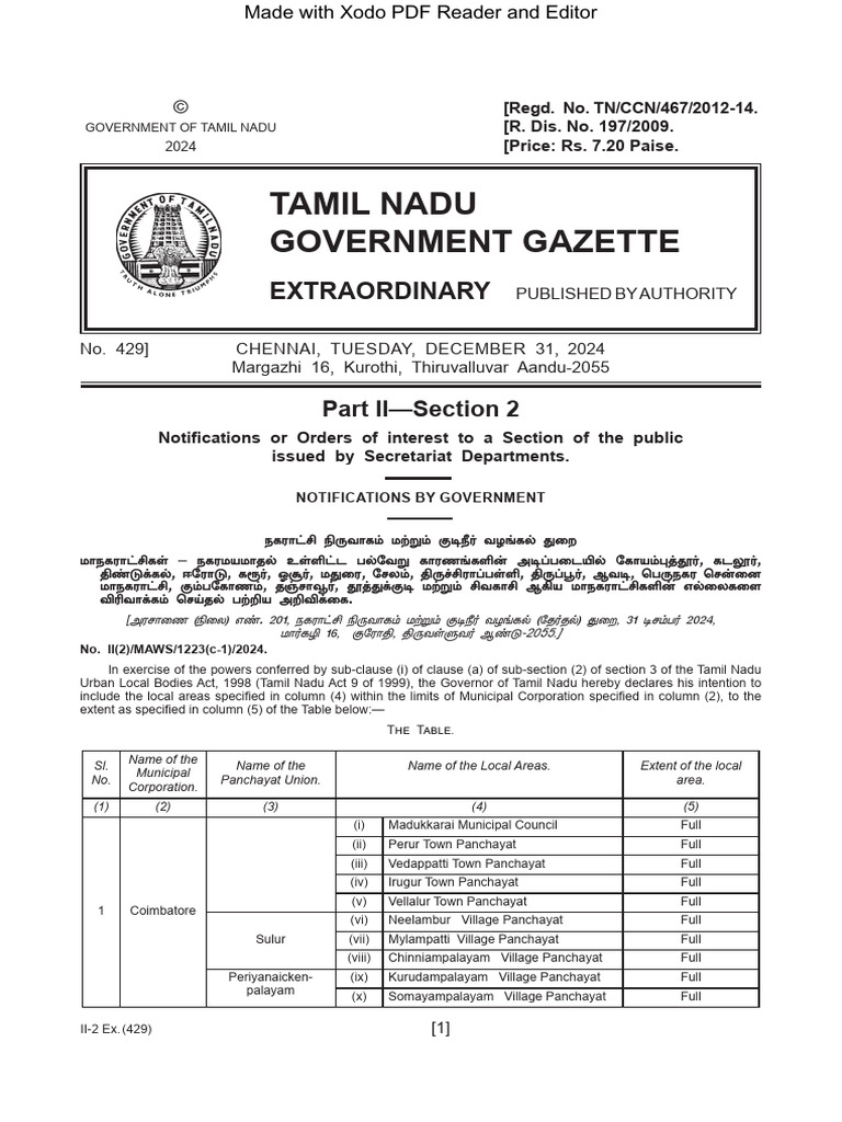 Tamil Nadu Municipal Boundary Expansion 2024 | PDF | Government | South ...