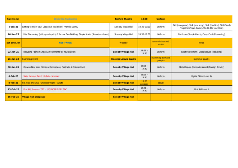 Upcoming Events at Scrooby Village Hall | PDF