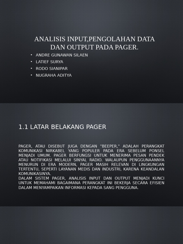 Analisis Input, Pengolahan Data Dan Output Pada Pager | PDF