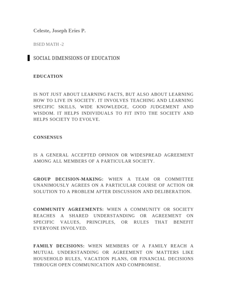 Social Dimensions of Education Explained | PDF | Society | Communication
