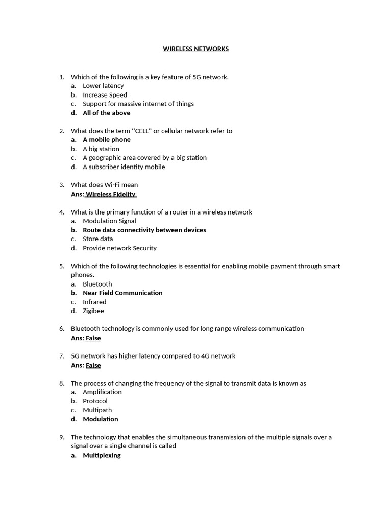 Wireless Networks Obj | PDF