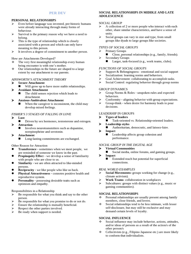 perdev | PDF | Attachment Theory | Family