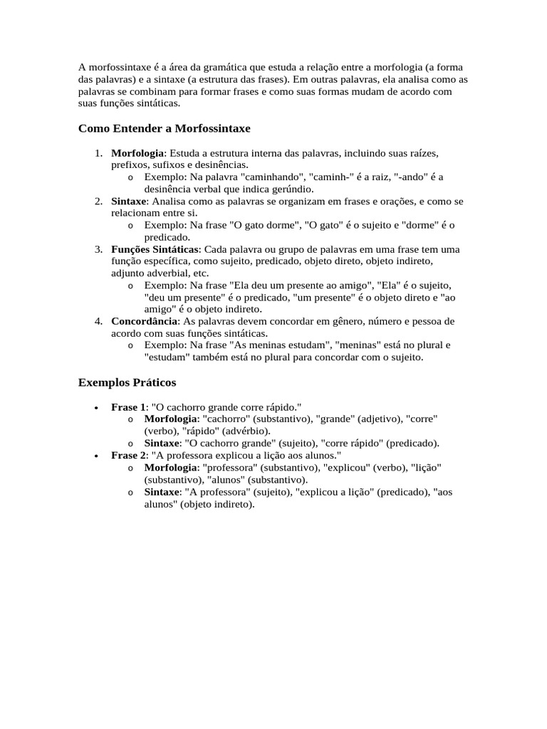 Como Entender A Morfossintaxe | PDF