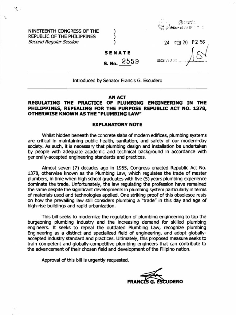 Philippine Plumbing Engineering Act | PDF | Engineer | Plumbing