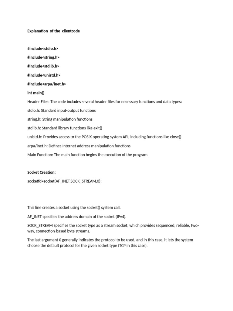 Explanation To Client Code Pdf