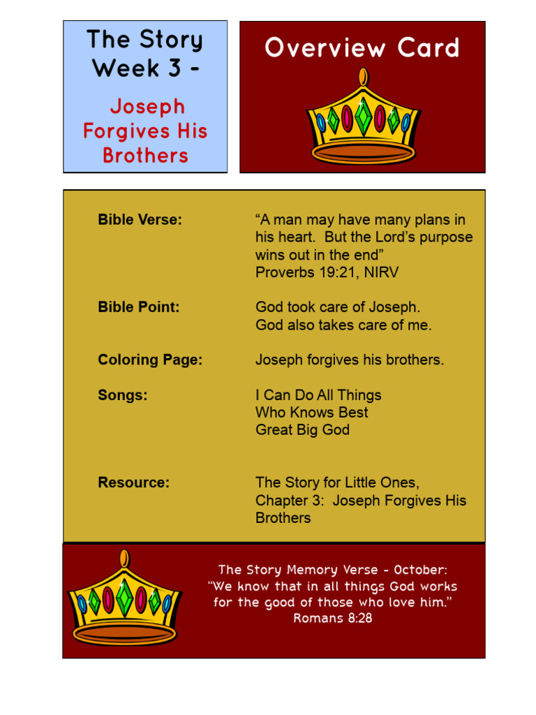 Joseph Forgives His Brothers Activities | PDF | Jacob
