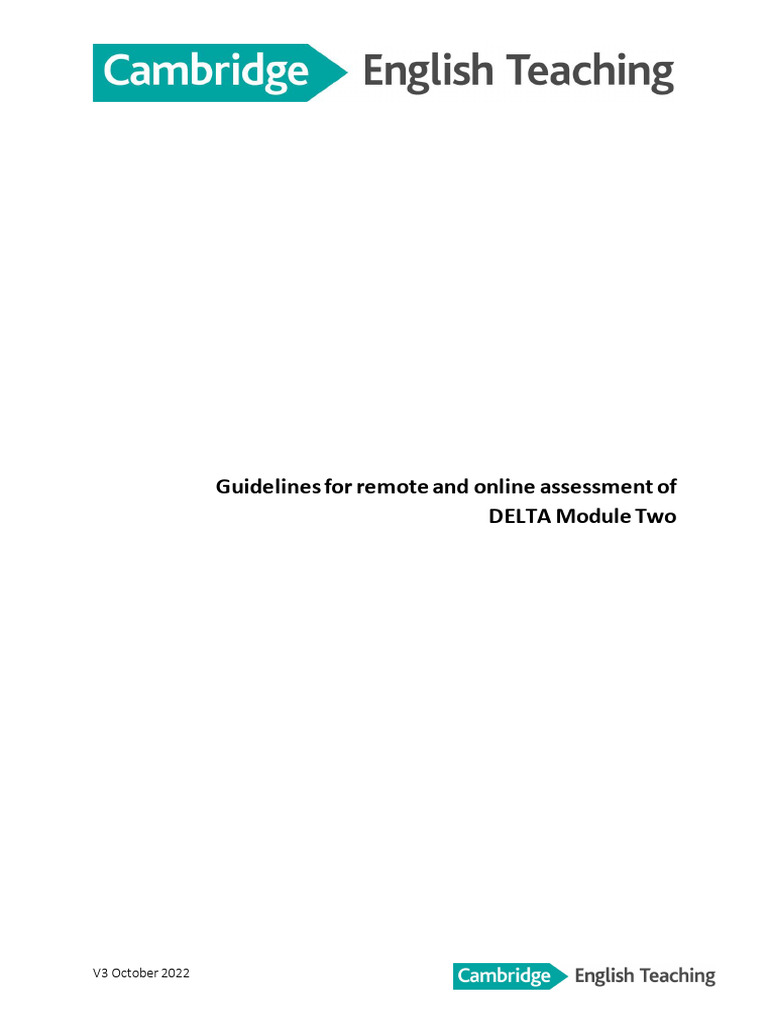 Guidelines For Remote and Online Assessment of DELTA Module Two | PDF ...