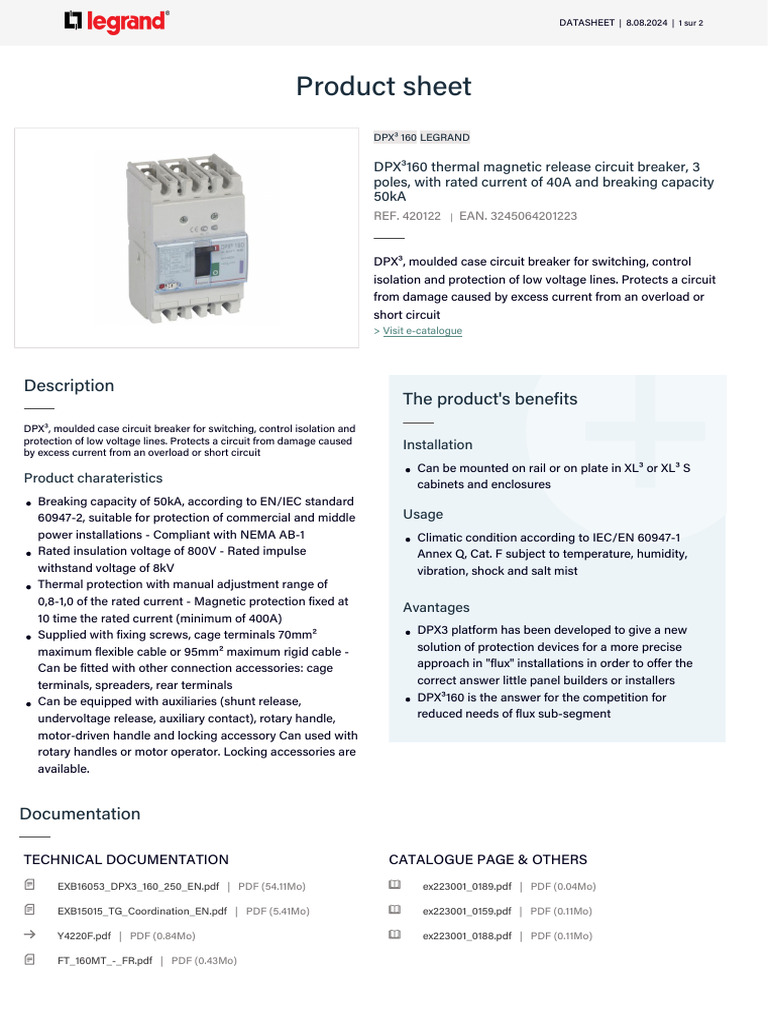 DPX³ 160 Circuit Breaker Overview | PDF | Electric Power | Electrical Components