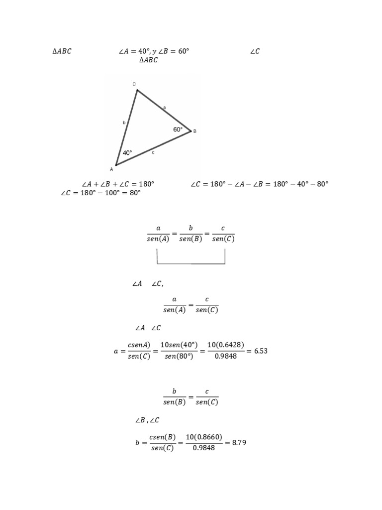 ejercicios de la ley del seno y de la ley del coseno | PDF | Triángulo | Funciones trigonométricas
