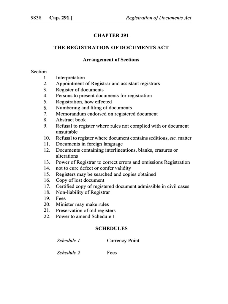 Registration of Documents Act Cap 291 | PDF