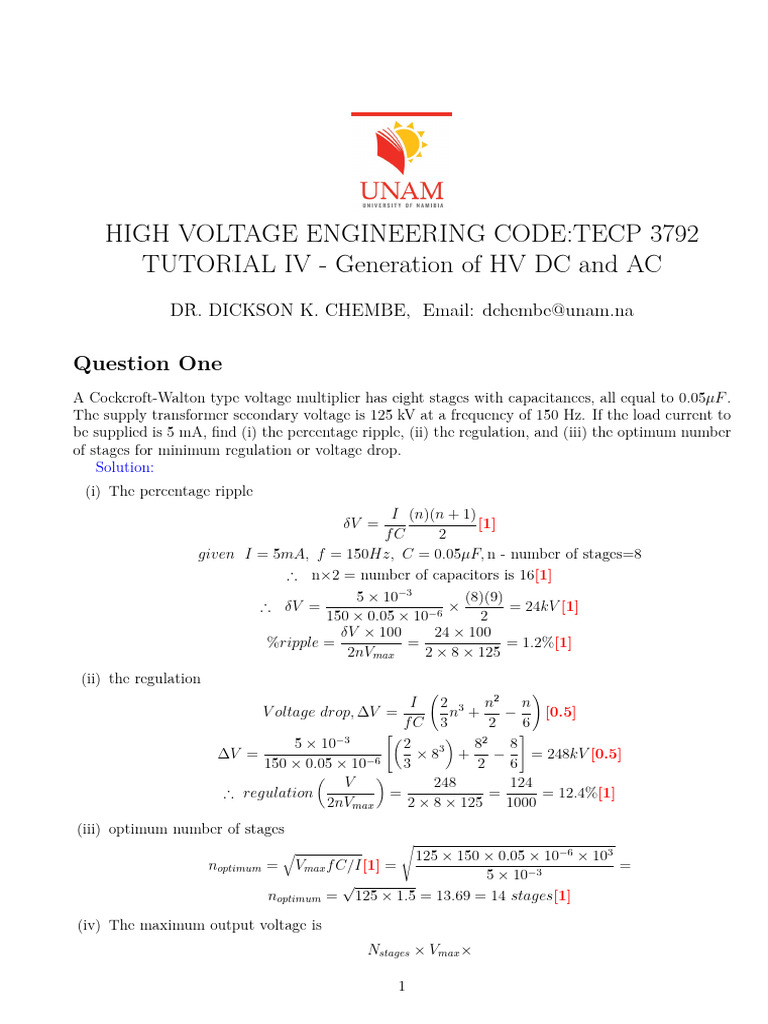 HV DC & AC Generation Tutorial | PDF | Transformer | Inductance