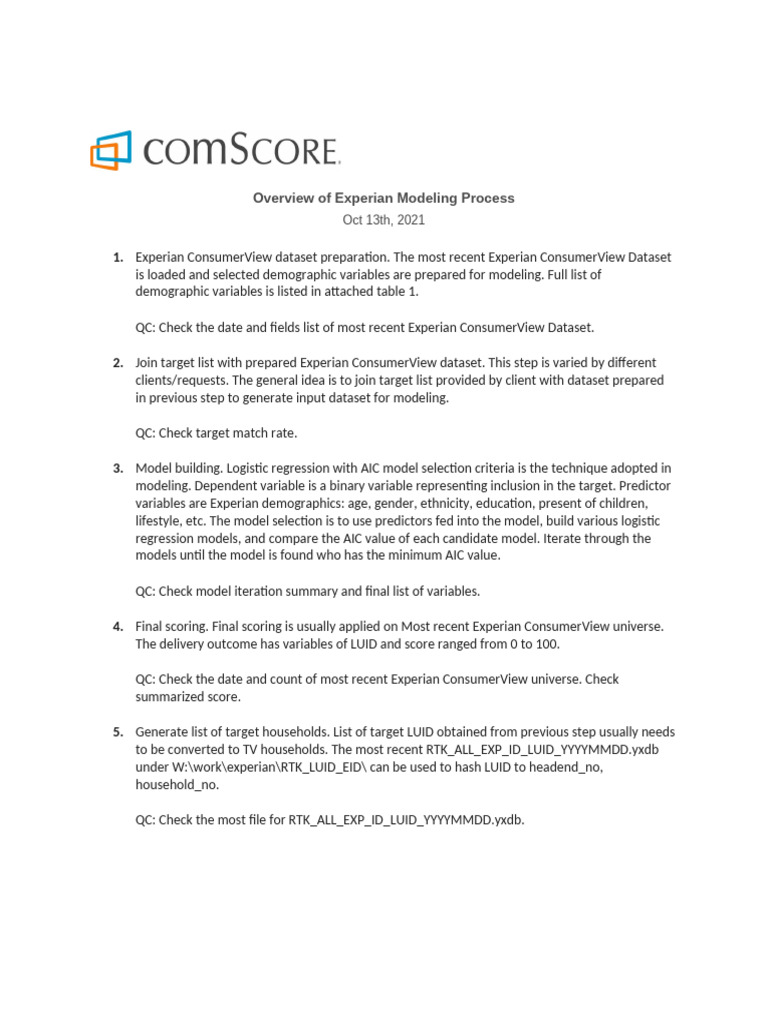 Experian Data Modeling Guide | PDF | Dependent And Independent Variables | Logistic Regression