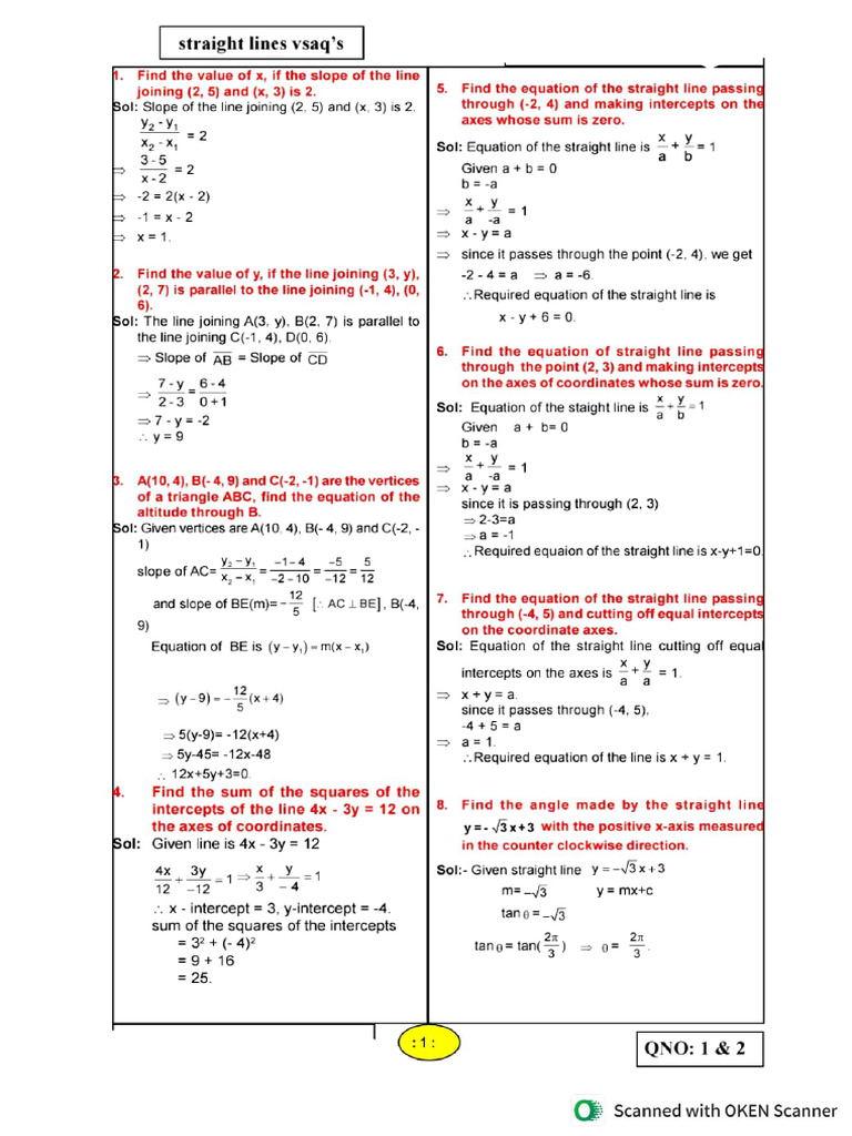 Mathematics 1B VSAQ'S | PDF