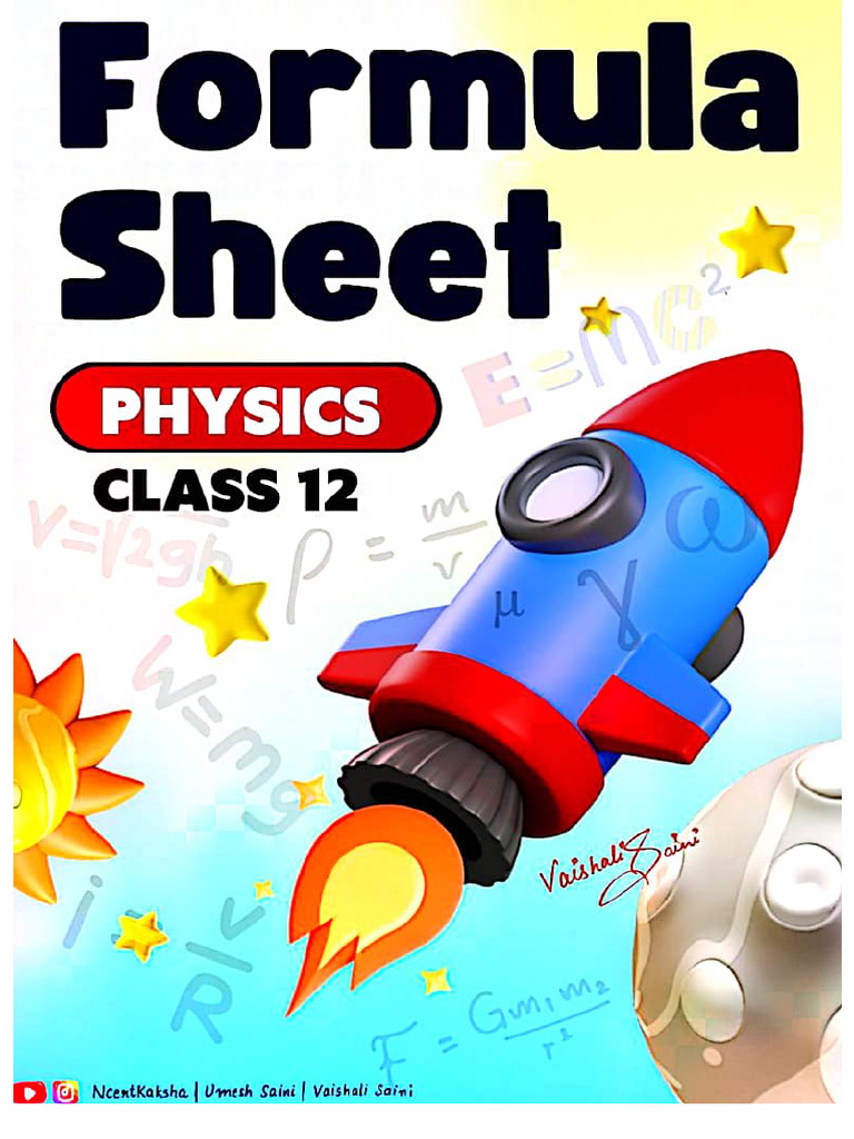 Updated Class 12 Physics Formula Sheet Pages 1 20 Flip PDF Download | PDF