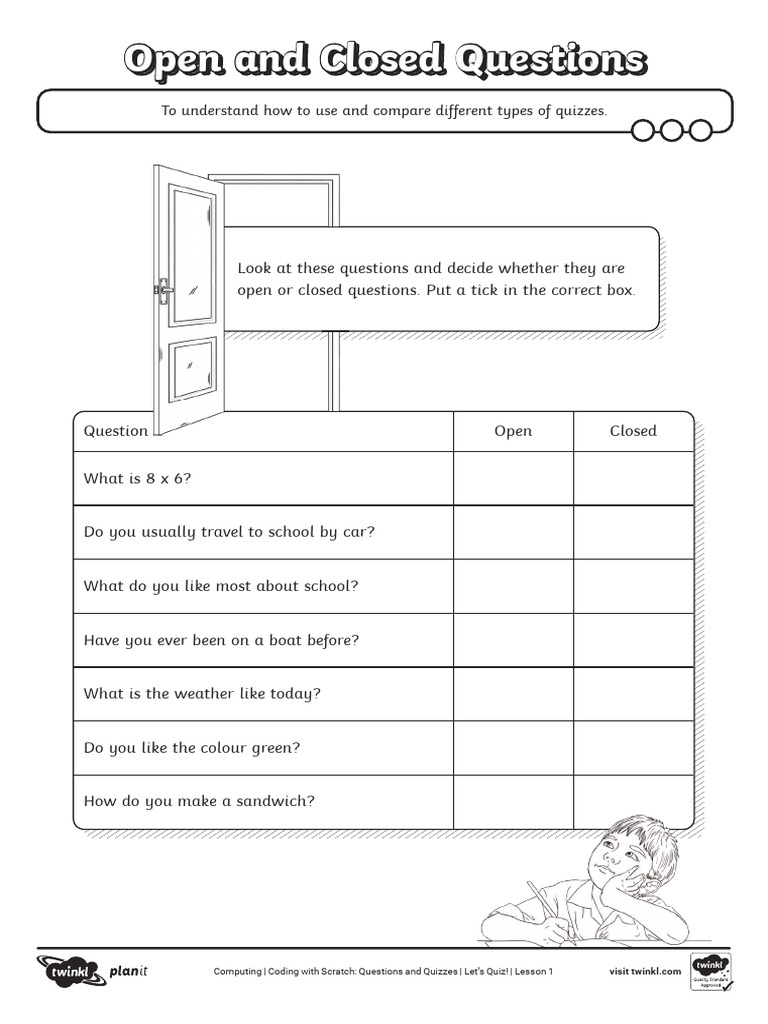 Open and Closed Questions Activity Sheet | PDF