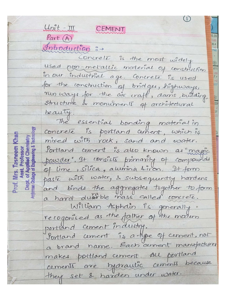 Cement Notes Part I | PDF
